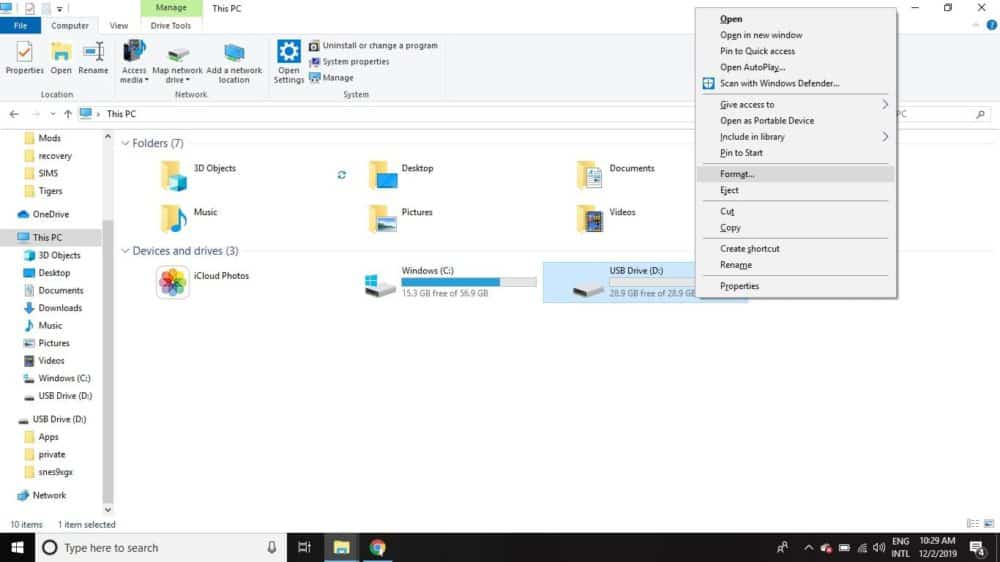 How to format SD card on windows 10