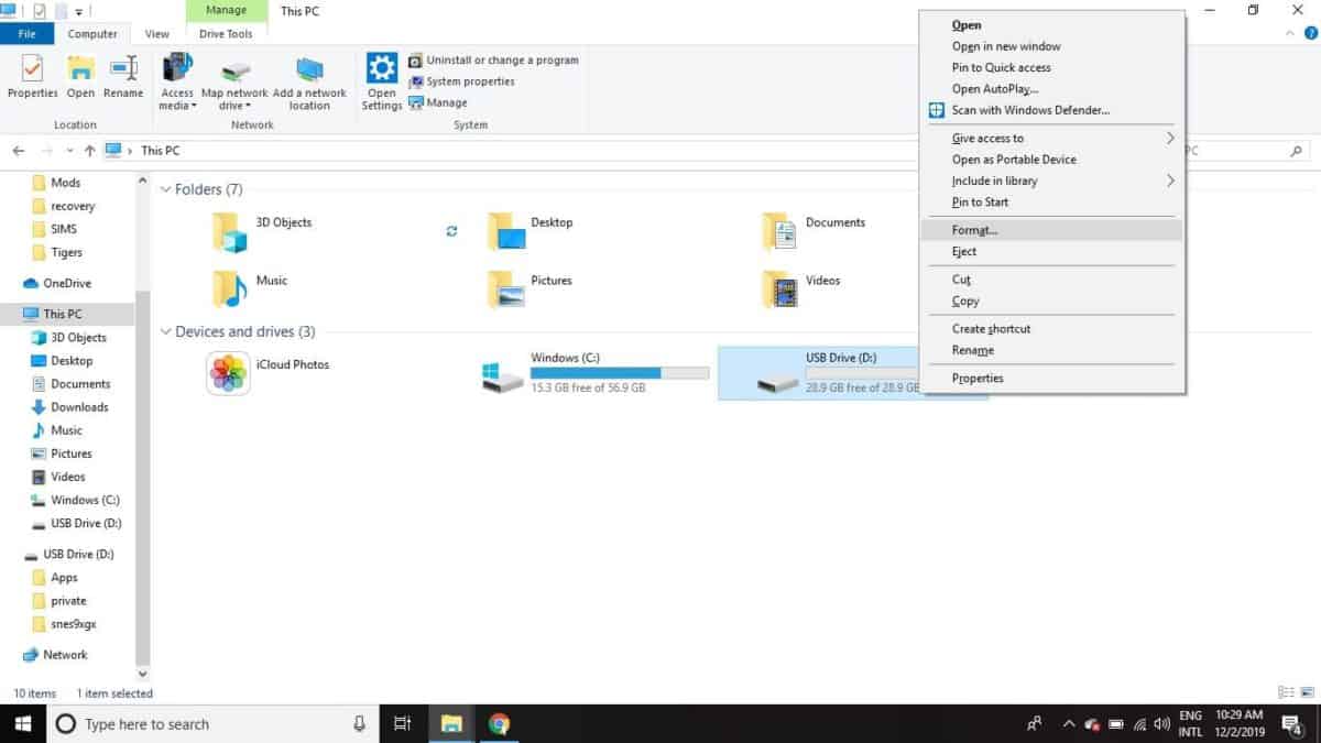 How to format SD card on windows 10