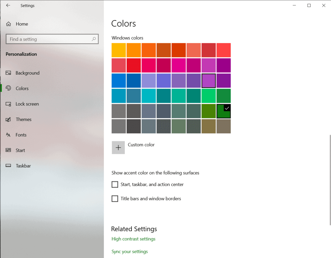 How to change the Taskbar Colour in Windows 10