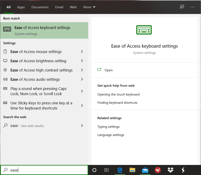 How to turn off Sticky Keys on Windows 10