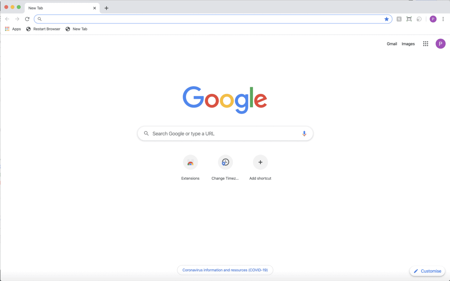 The easiest way to change the time on the Google Chrome Browser