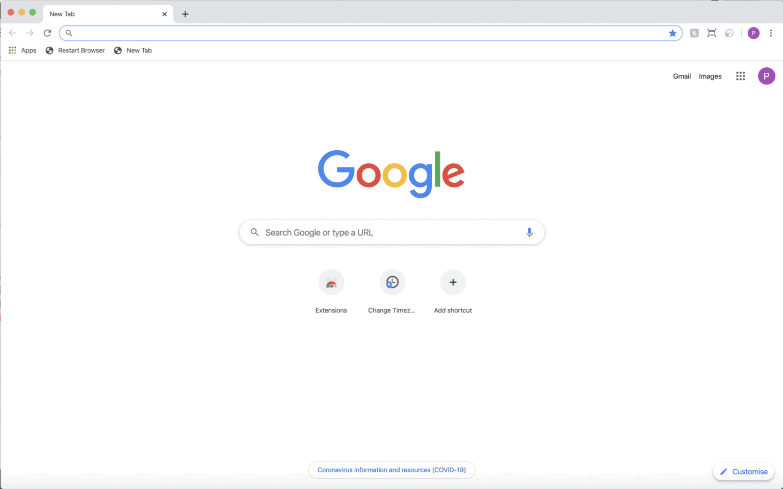The easiest way to change the time on the Google Chrome Browser