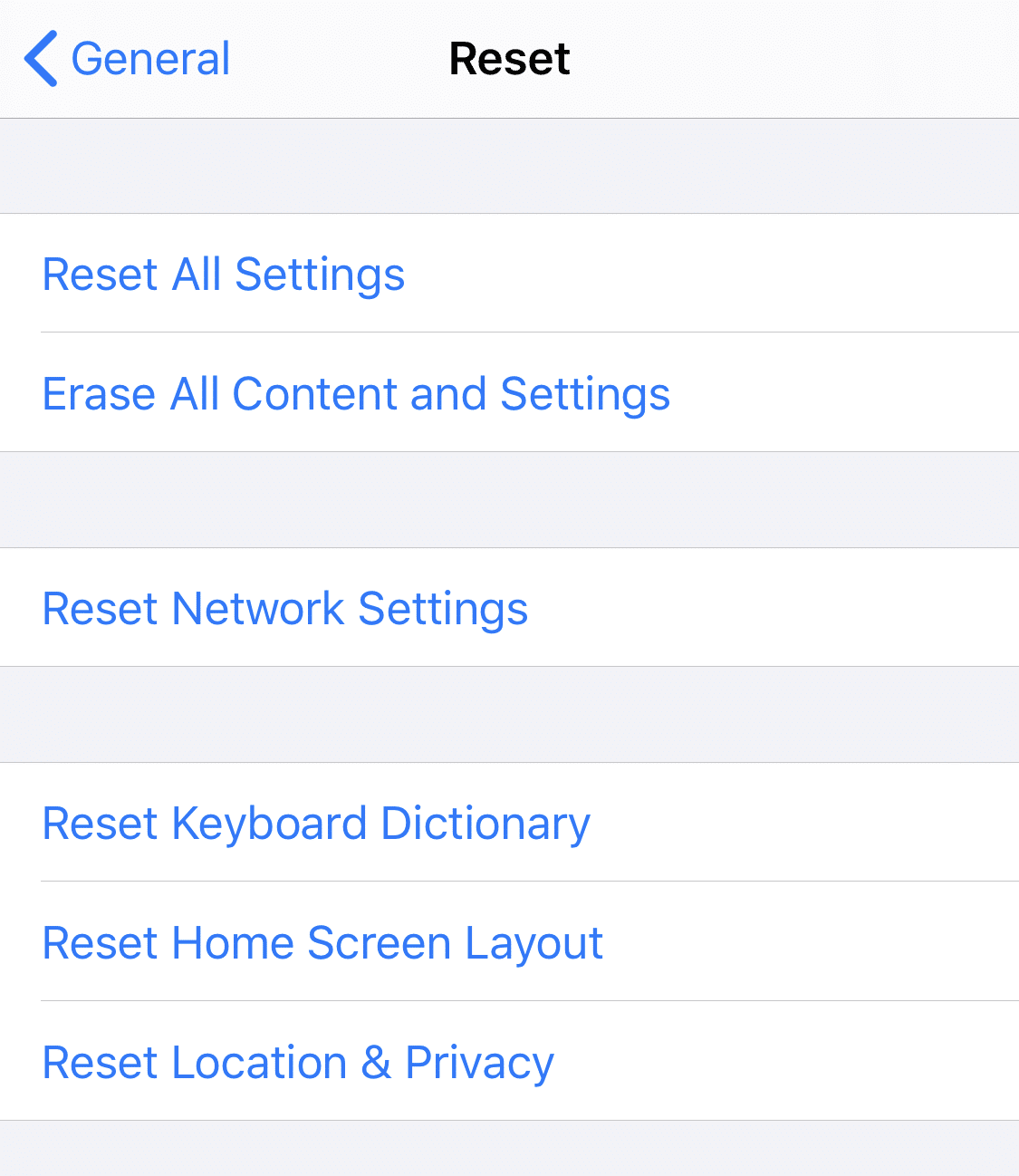 The 6 Reset options explained for the iPhone