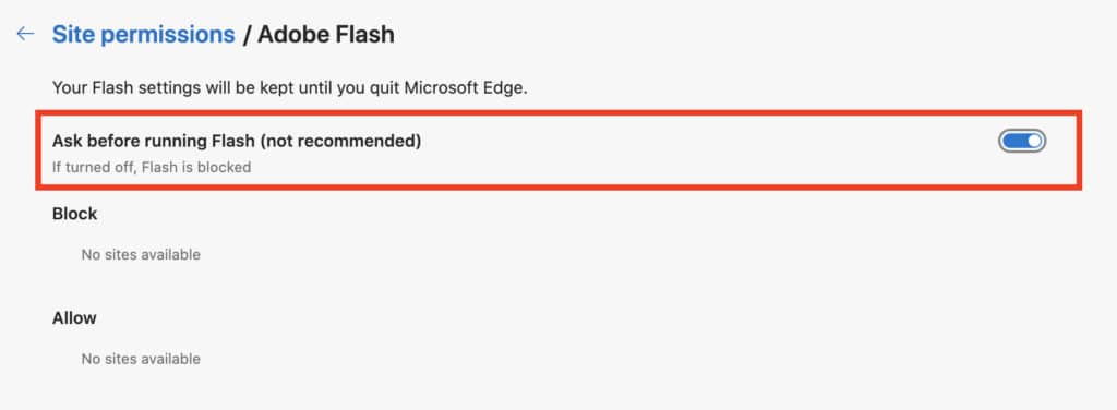 How to enable Flash on Microsoft Edge