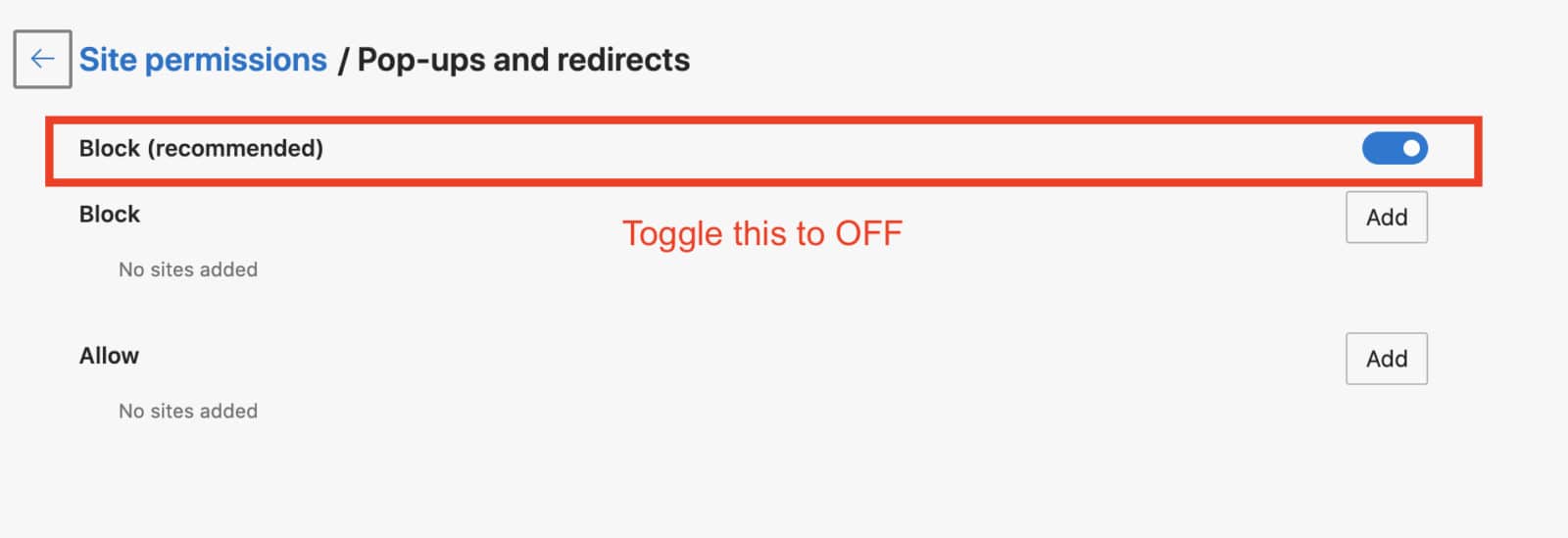 How to disable pop-up blocker on Microsoft Edge