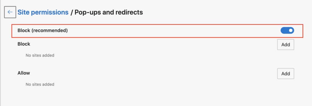 How to disable redirects on Microsoft Edge