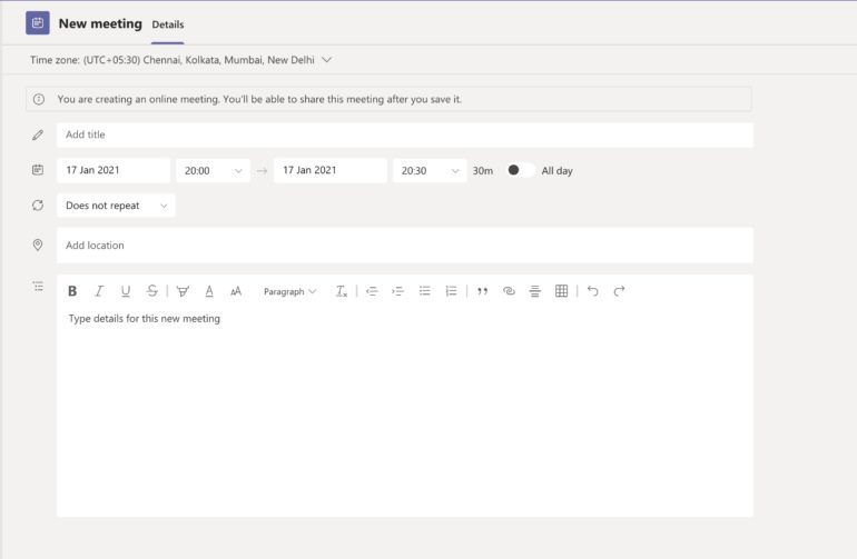 How to set up a meeting on Microsoft Teams on the Desktop