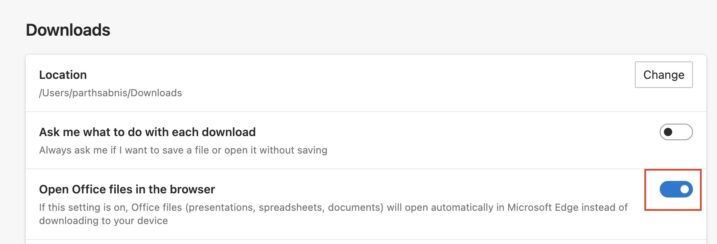 How to open downloaded documents within Microsoft Edge