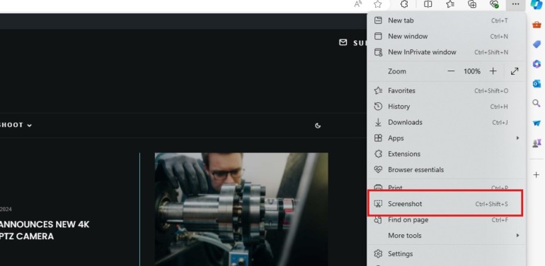 How to take a screenshot on Microsoft Edge